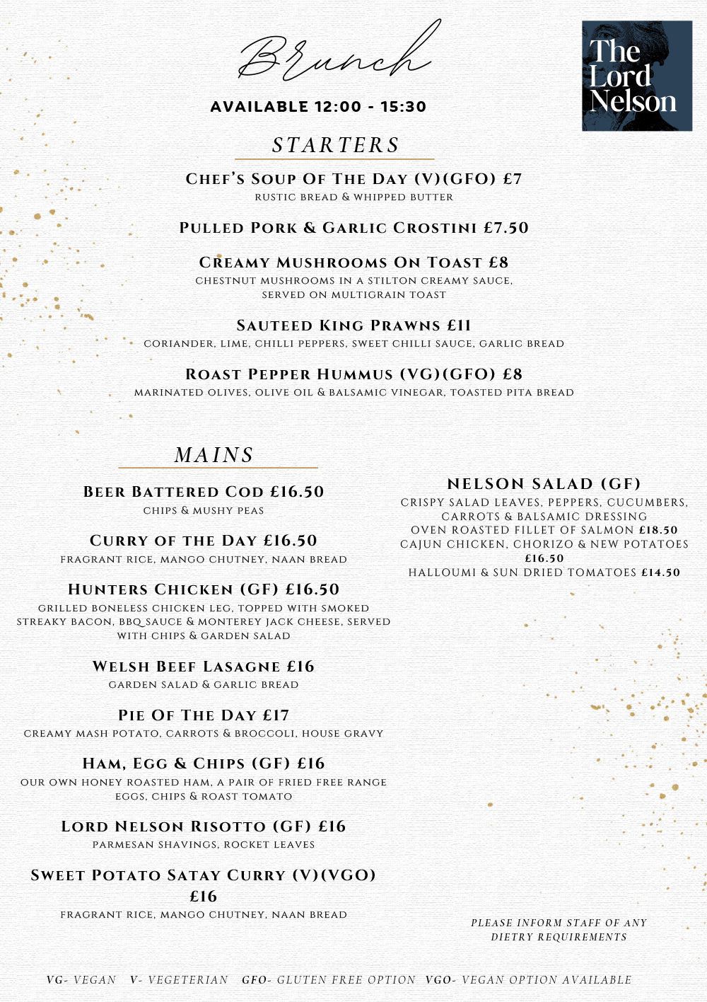 Food and Drink | The Lord Nelson Hotel